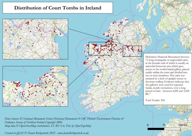 Megalithic Sites of Ireland: Maps and Distribution Analysis