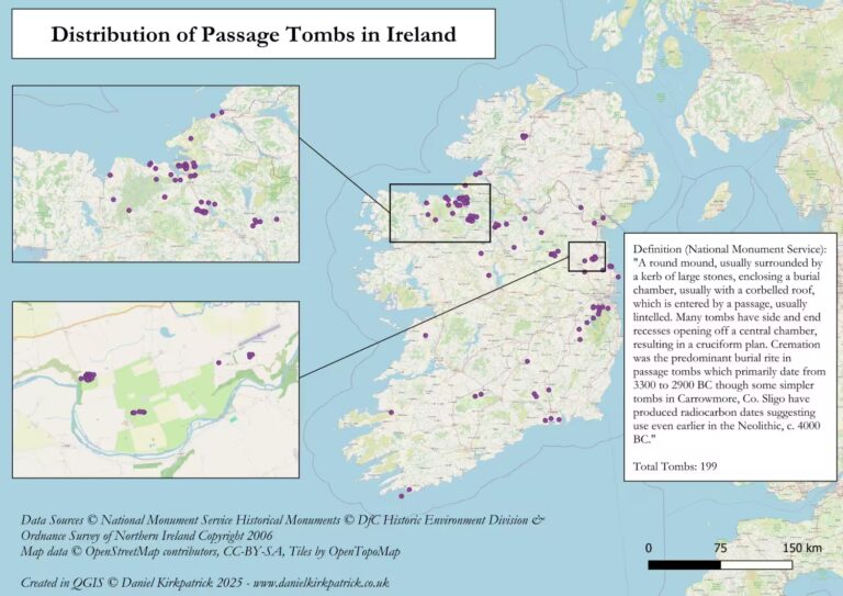 Megalithic Sites of Ireland: Maps and Distribution Analysis